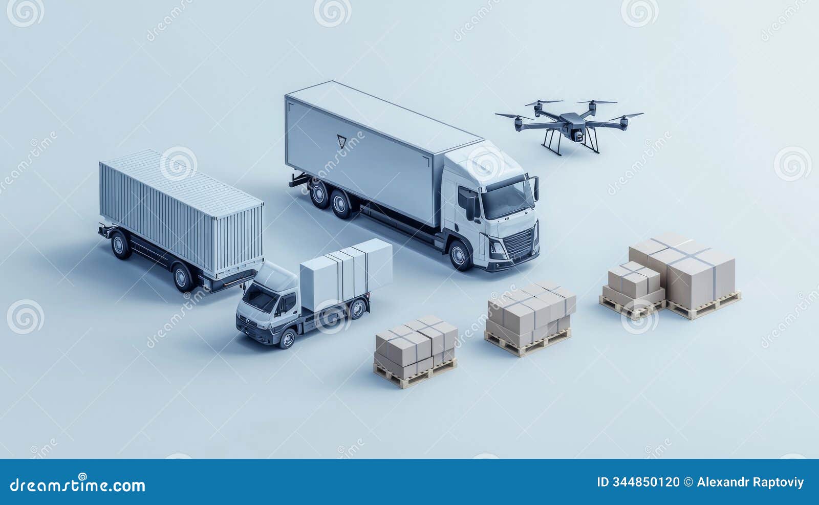 Innovative Logistics Setup Featuring Drones, Trucks, and Cargo for ...
