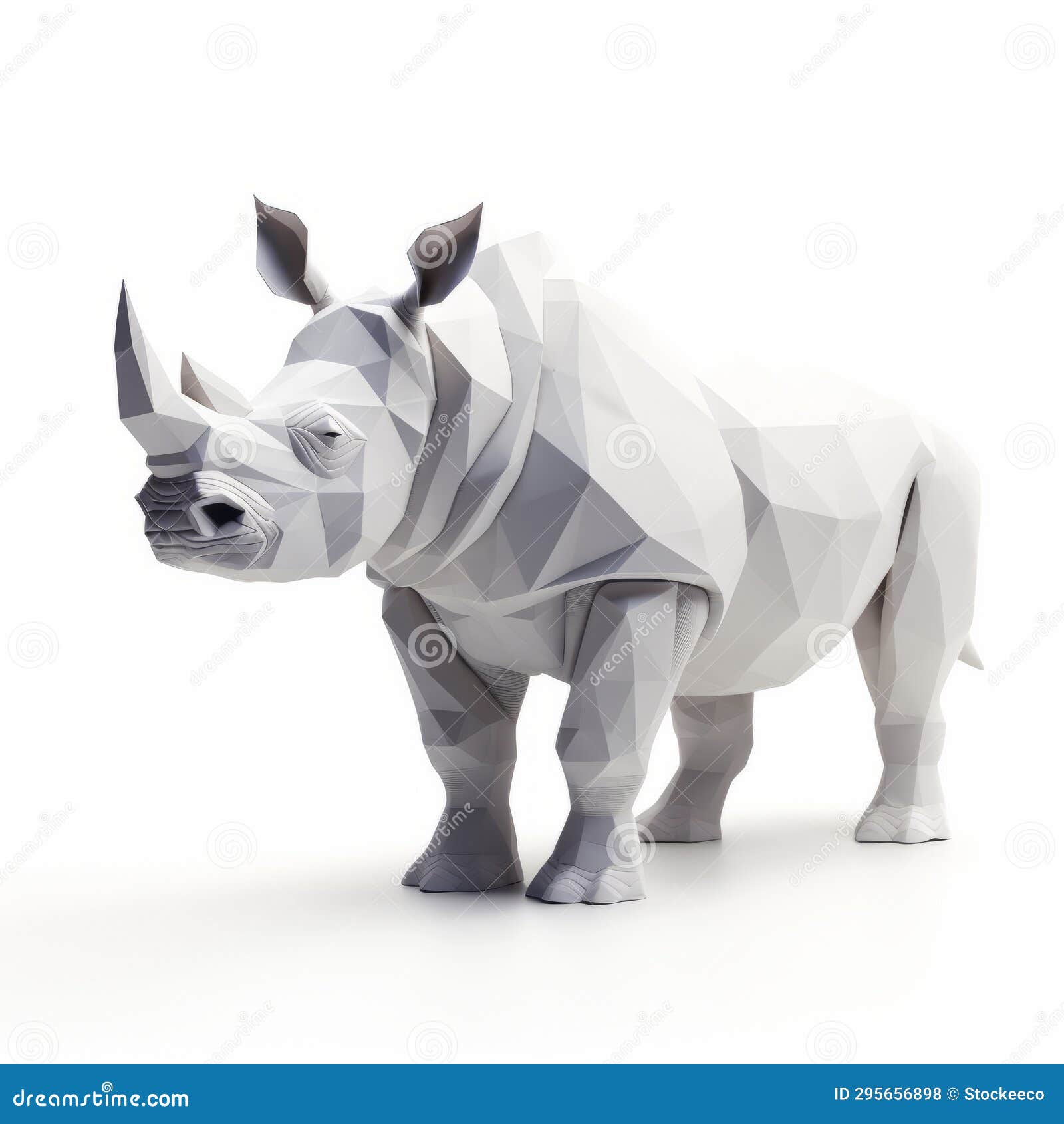 Innovative Low Poly Rhino 3d Render on White Background Stock ...