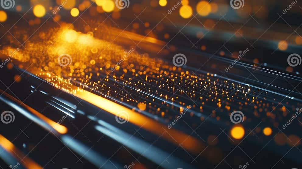 Innovative Manufacturing Process Creating Sparks and Bokeh Effect on ...