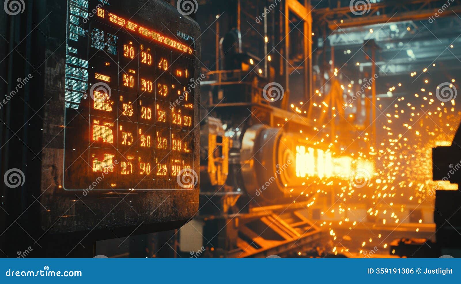 Innovative Manufacturing Process with Digital Display Showing Real Time ...