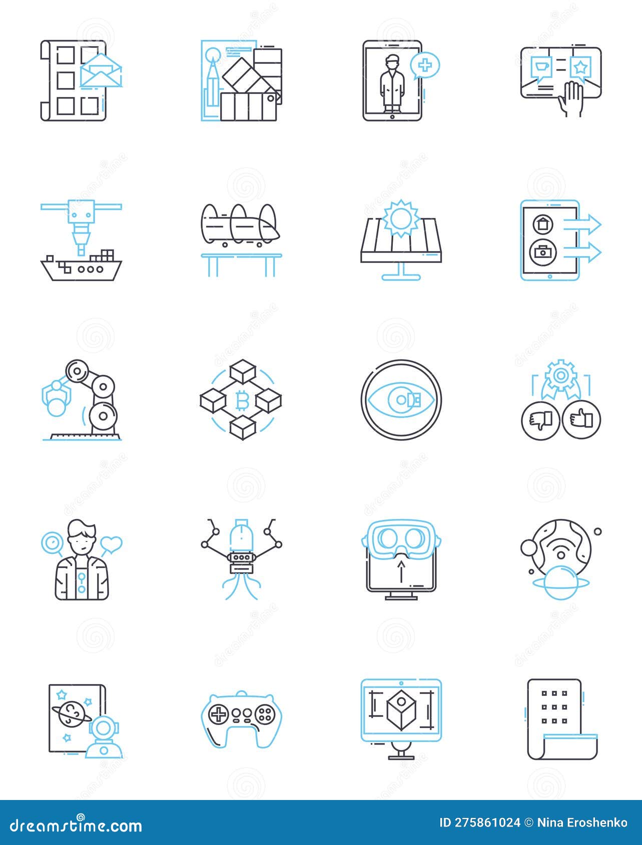 Innovative Market Linear Icons Set. Disruptive, Future, Forward ...