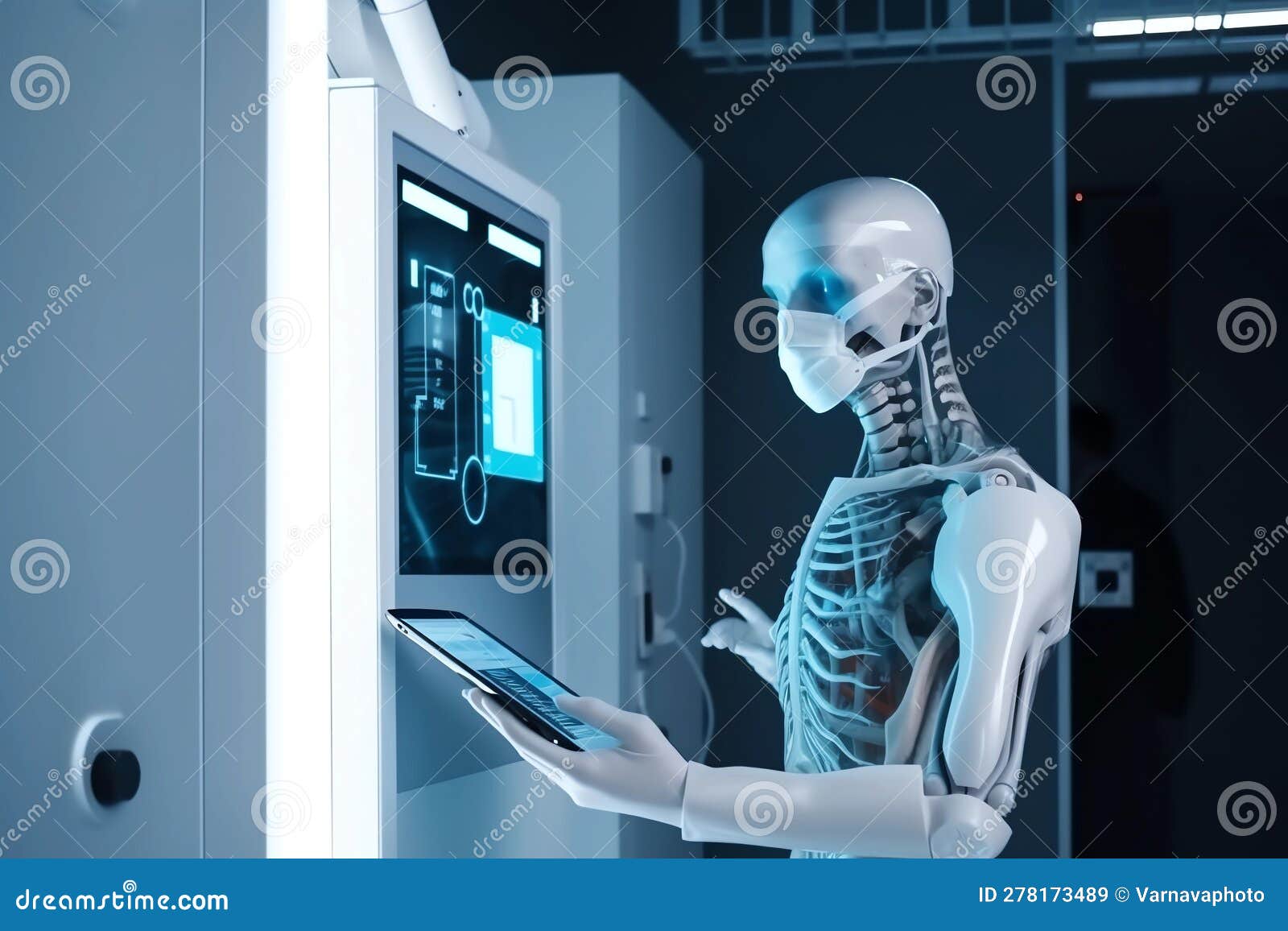 Innovative Medical Technology: Android in a Mask with a Tablet. AI ...