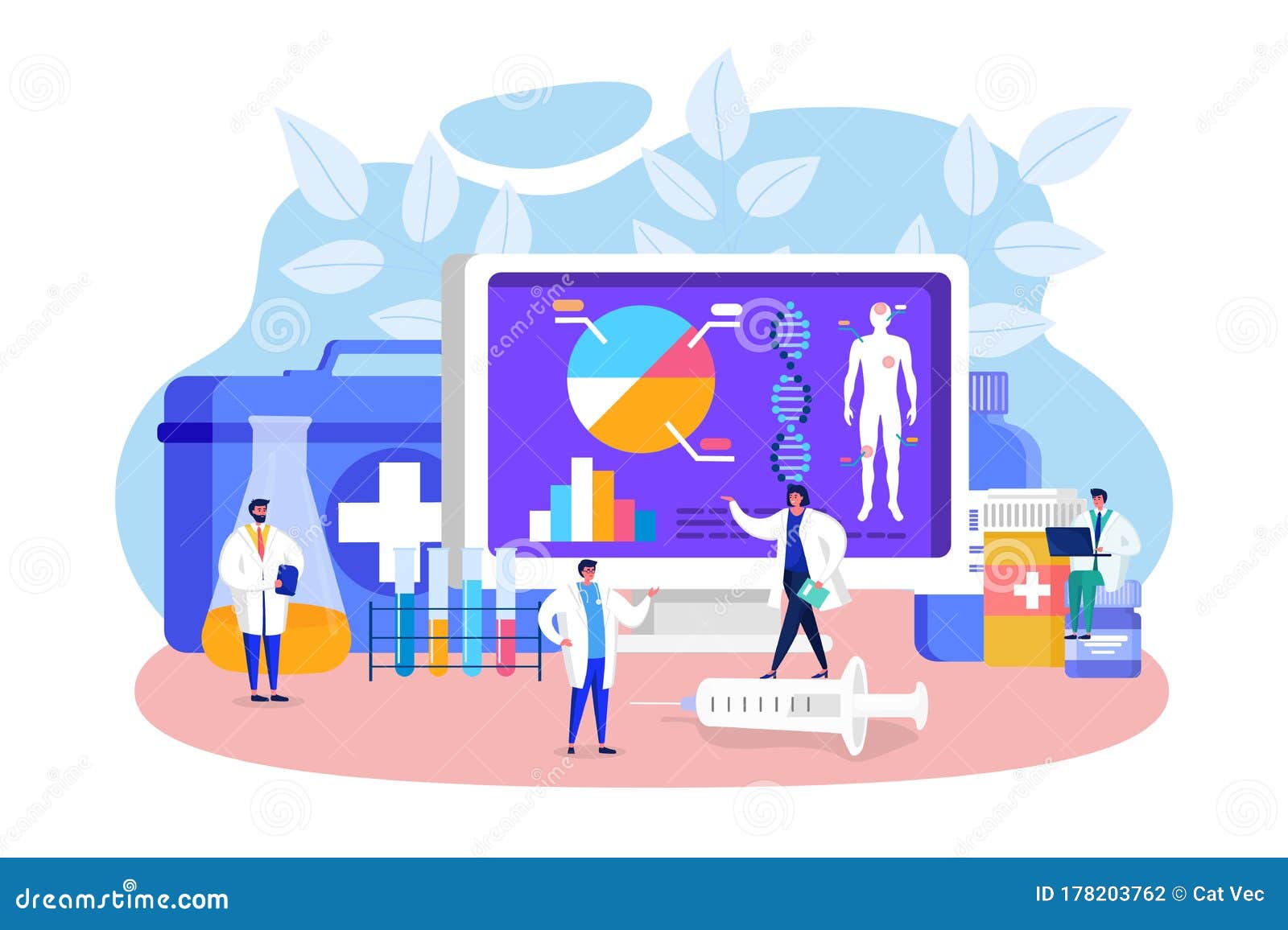 Innovative Medicine Lab People Vector Illustration, Cartoon Flat Tiny ...