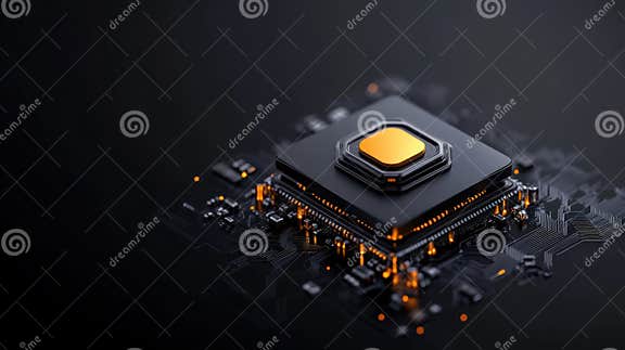 Innovative Microprocessor Design Glowing Circuit Board Dark Background ...