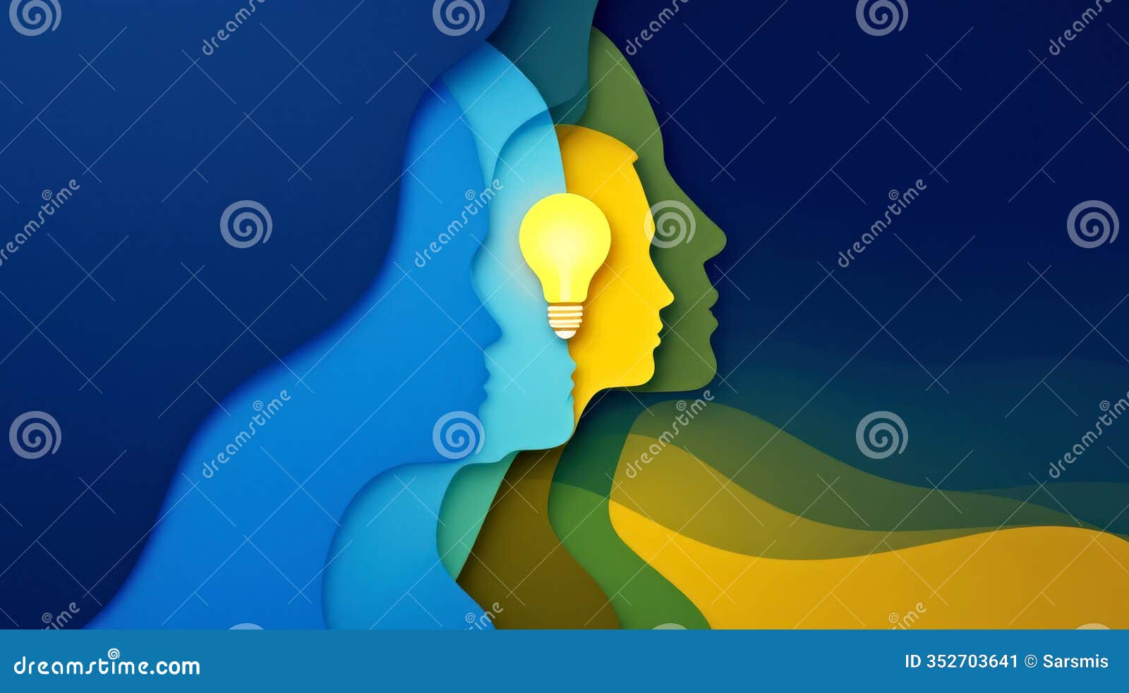 Innovative Mindset: Silhouettes and Light Bulb Symbolizing Creativity ...