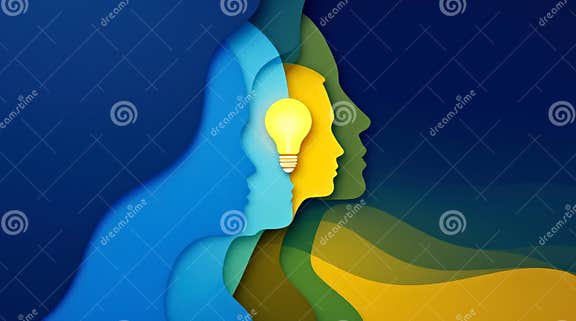 Innovative Mindset: Silhouettes and Light Bulb Symbolizing Creativity ...