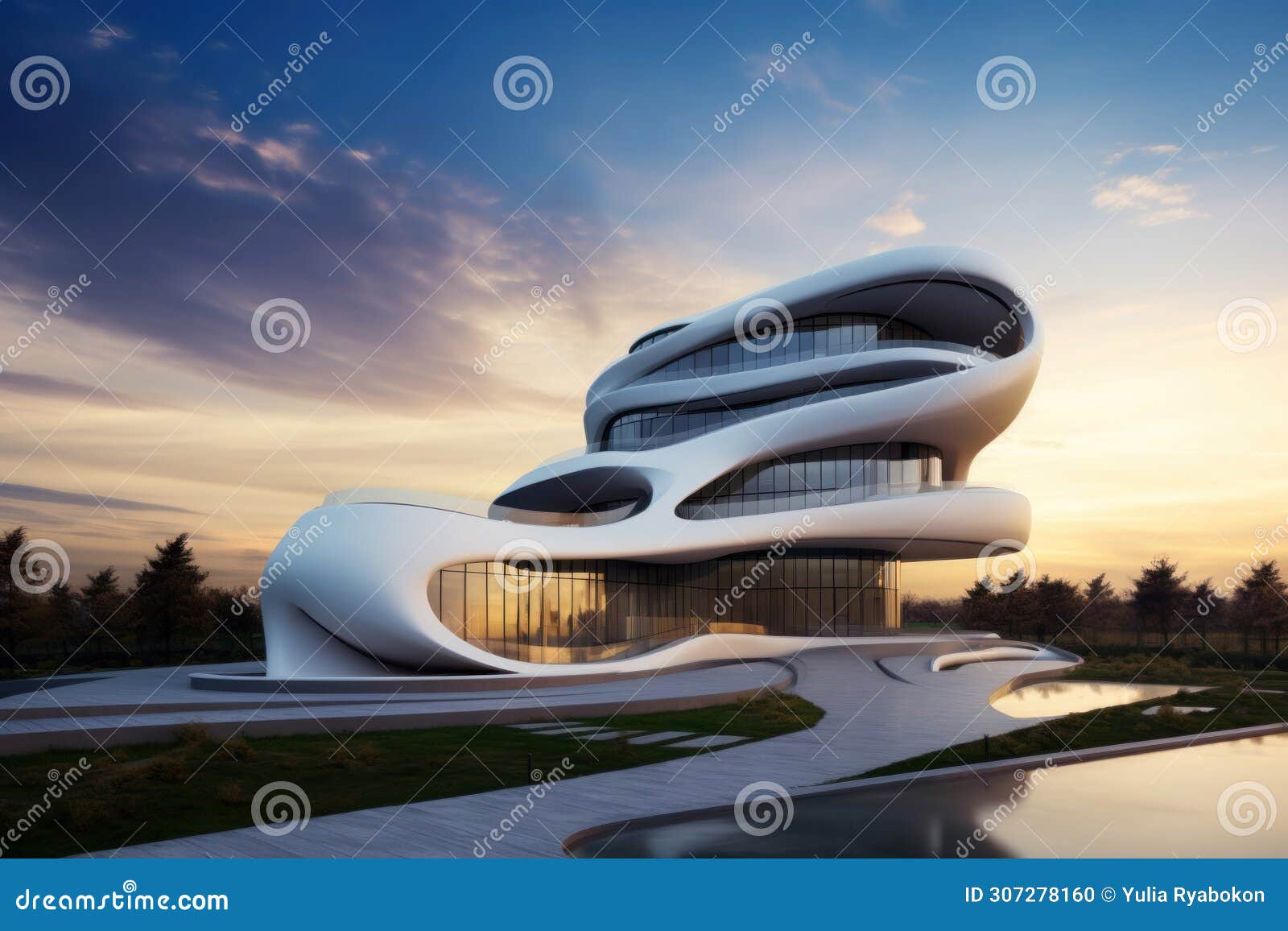 Innovative Modern Architecture Facade Wave Style. Generate Ai Stock ...