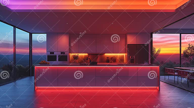 Innovative Neon Kitchen Design Featuring Neon Lights and Modern ...