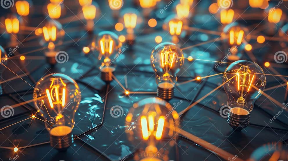 Innovative Network of Light Bulbs - Generative AI Stock Image - Image ...