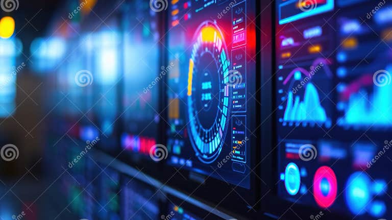 Innovative Production Control Room Monitoring System Displaying Real Time Data Analysis Stock ...