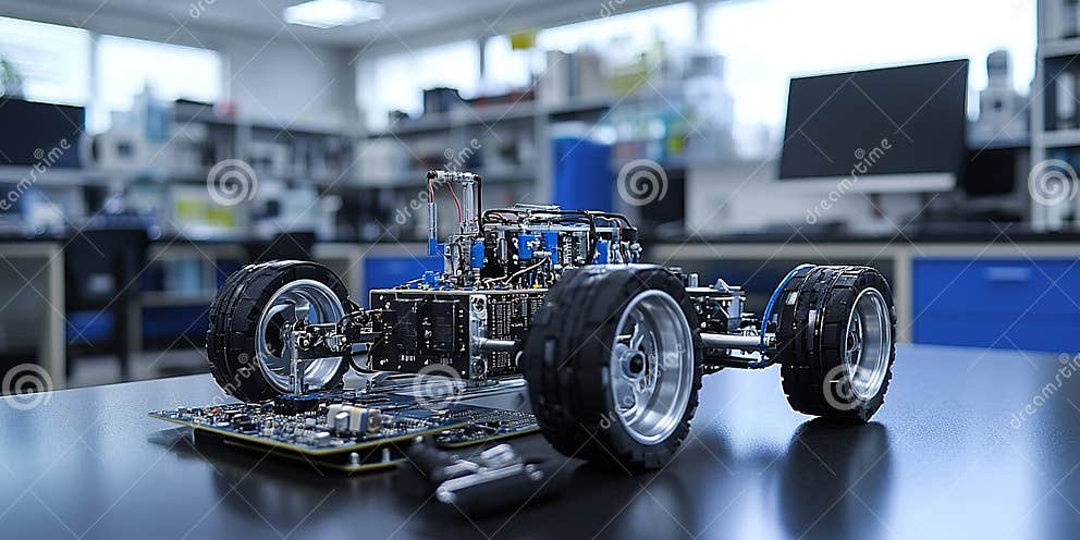 Innovative Robotic Vehicle Prototype Displayed in a Modern Laboratory ...