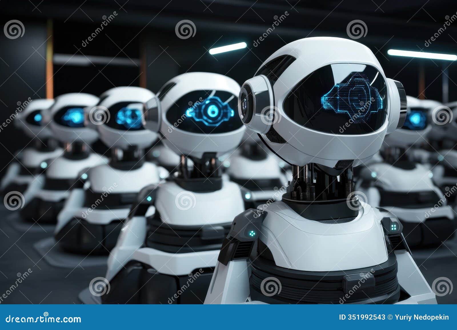 Innovative Robots Lined Up in a Modern Technology Laboratory Ready for ...