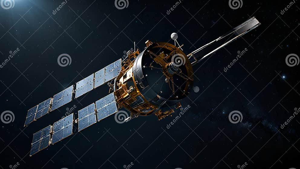 Innovative Satellite Orbits: Elegance in Streamlined Design Stock ...