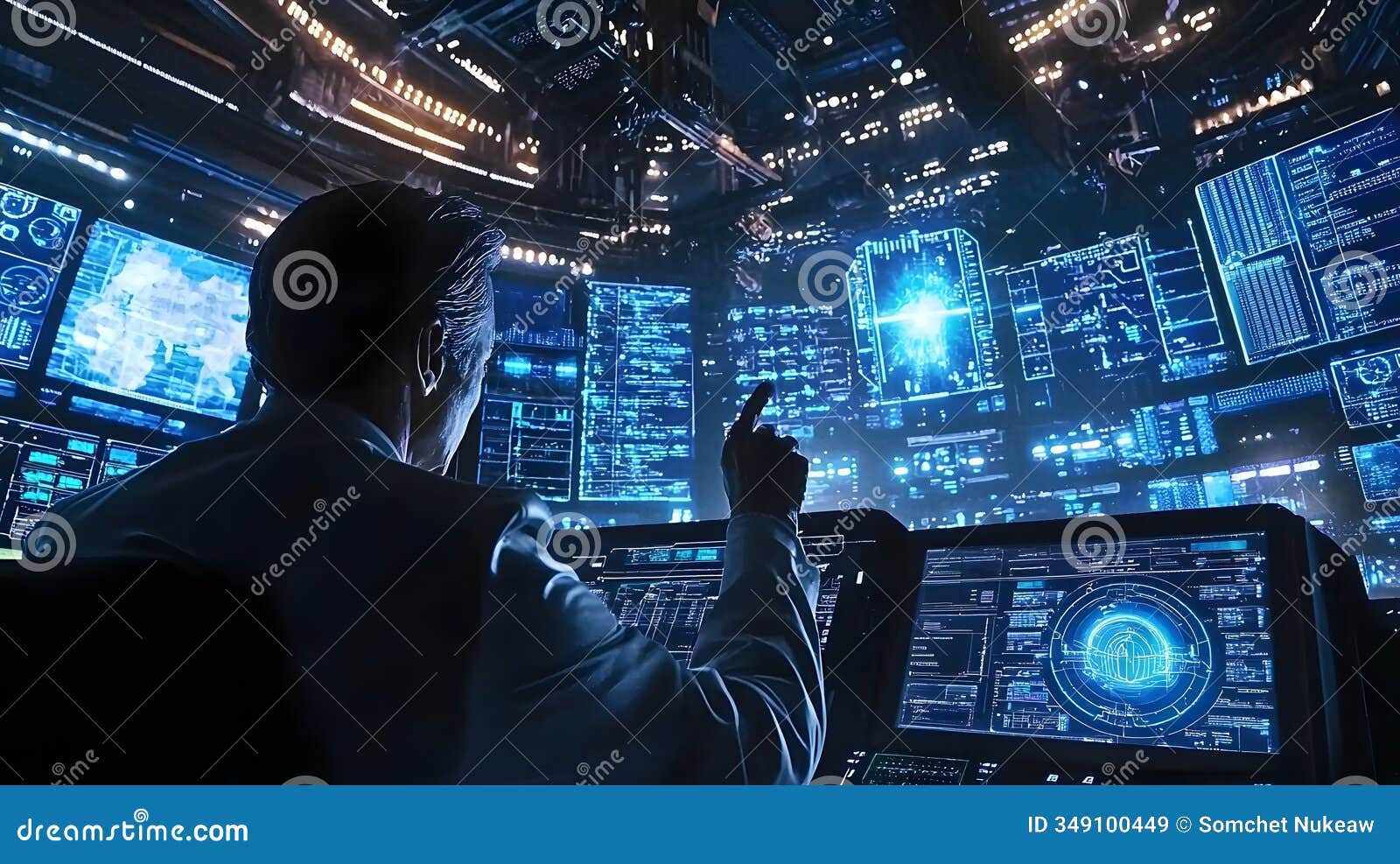 Innovative Scientist Analyzes Advanced Data Insights in Futuristic ...