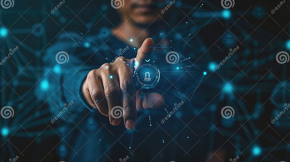 Innovative Security Technology. Person Interacting with Advanced ...