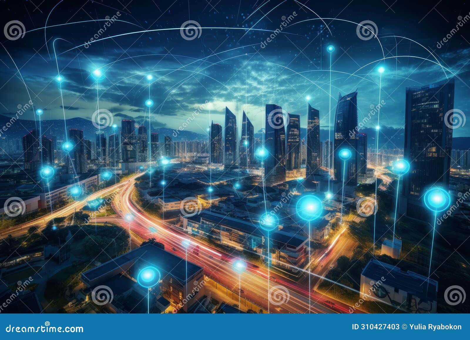 Innovative Smart City Ai Network. Generate Ai Stock Illustration ...