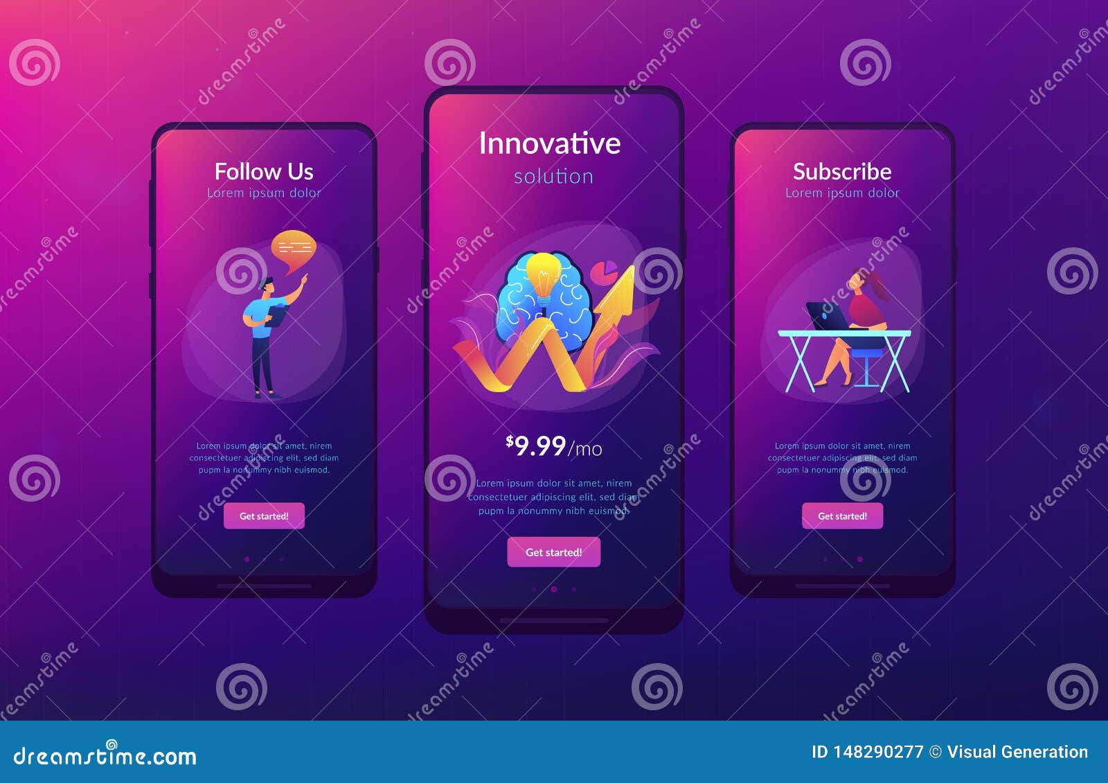 Innovative Solution App Interface Template. Stock Vector - Illustration of color, application ...