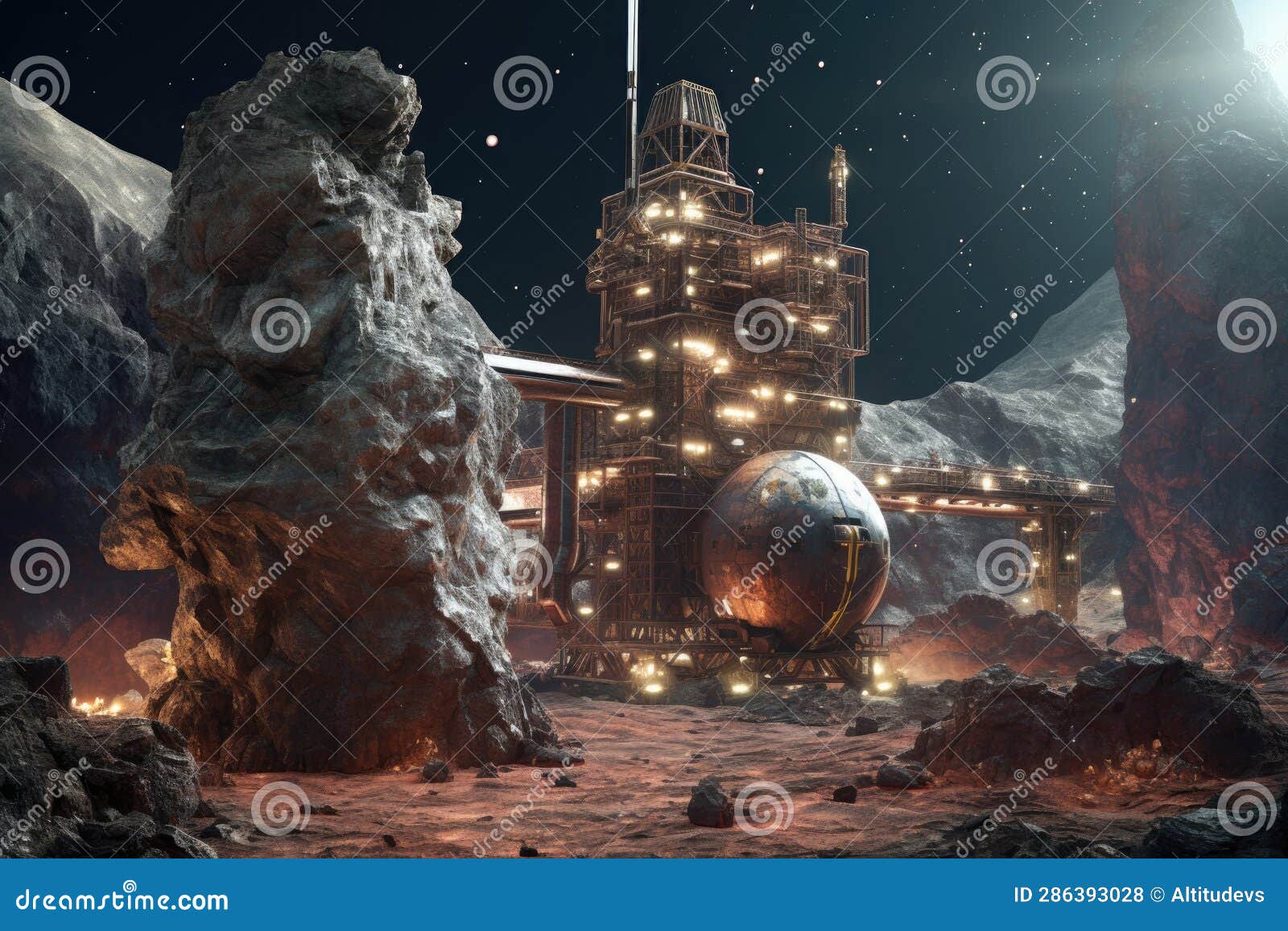 Innovative Space Refinery Processing Asteroid Materials Stock Photo ...