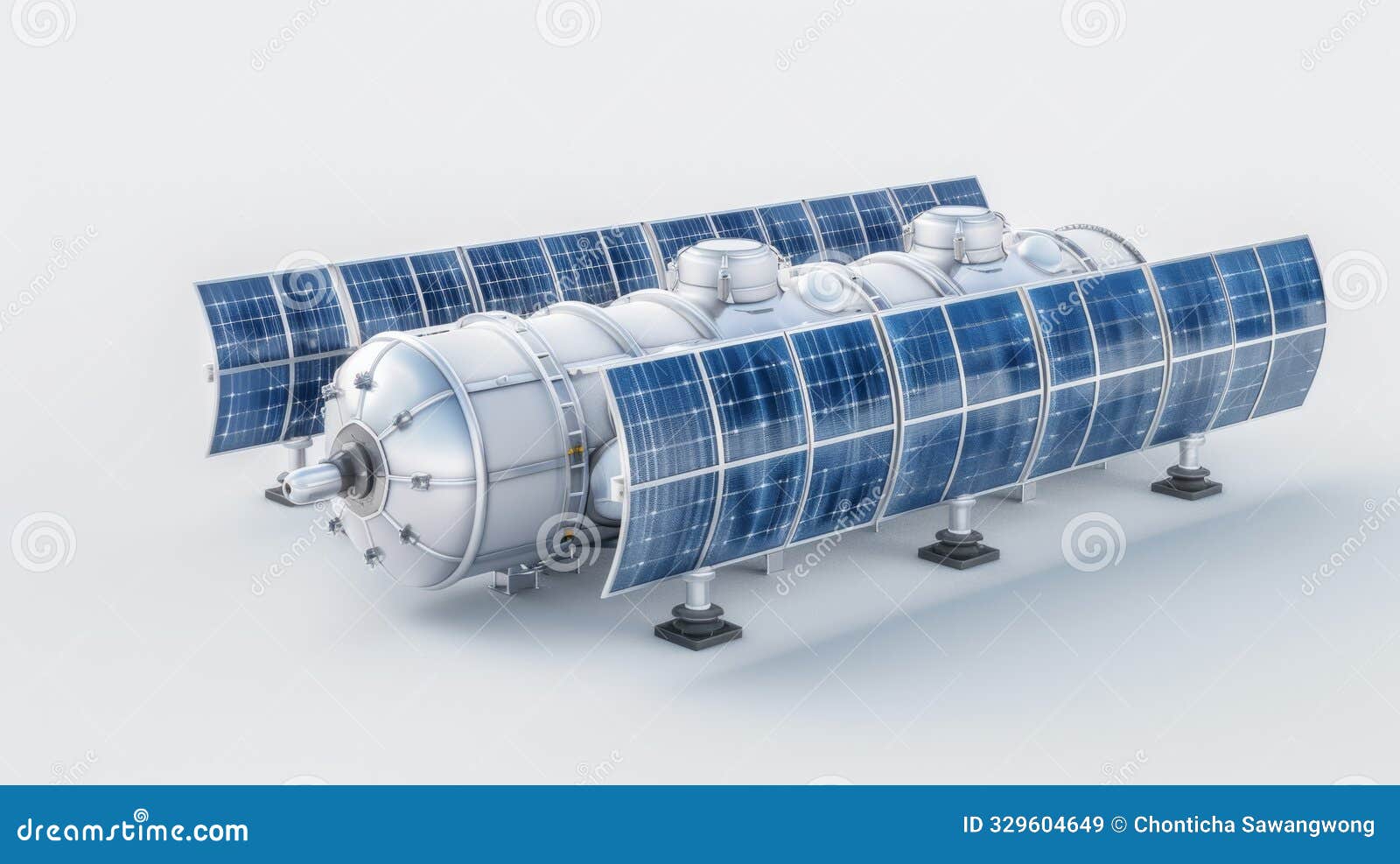 Innovative Space Station Module with Attached Solar Panels, Isolated on ...
