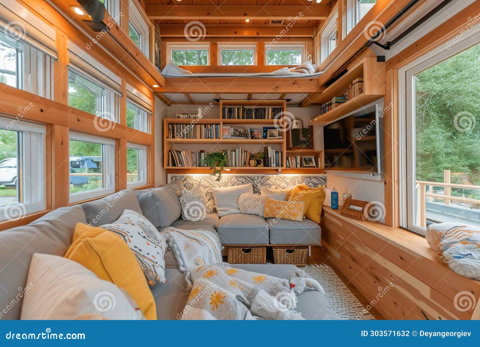 Innovative Storage Solutions Inside a Tiny House. Stock Illustration ...