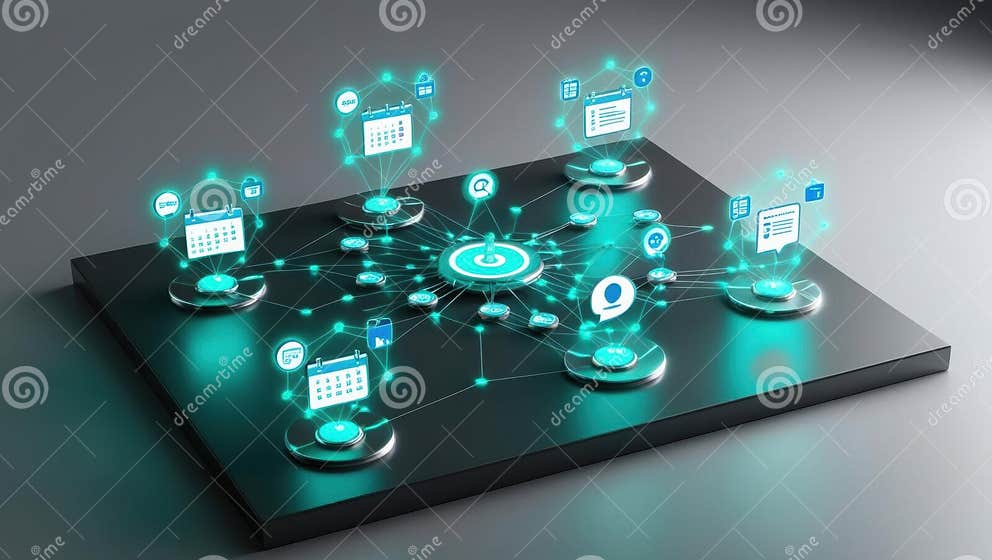 Innovative Tablet Displaying Interconnected Network of Diverse Digital ...