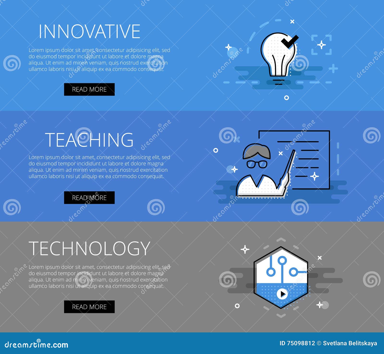 Innovative Teaching Technology. Vector Banners Set Stock Illustration ...