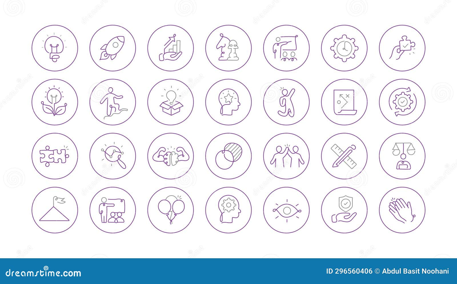 Innovative Team Management Icons. Editable Stroke Vector Icons Stock ...