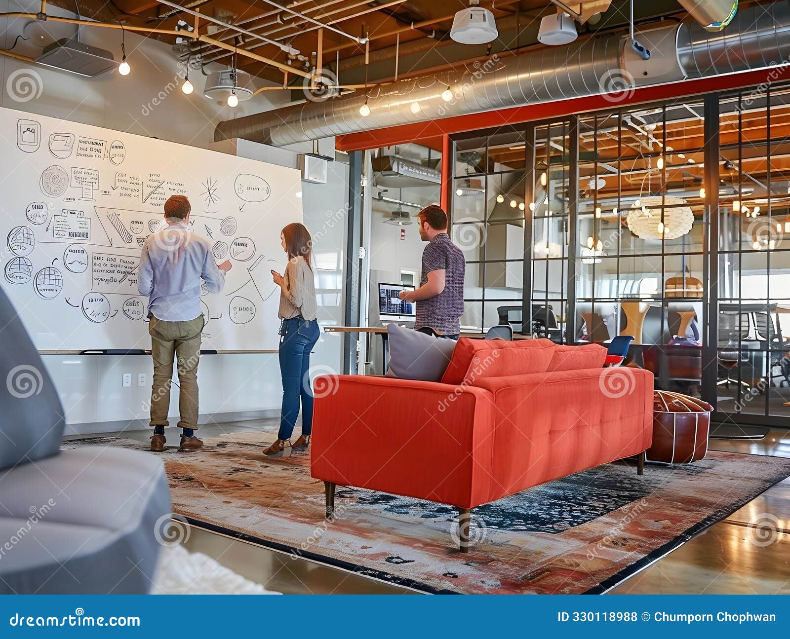 Innovative Tech Startup Team Brainstorming In Dynamic And Modern ...