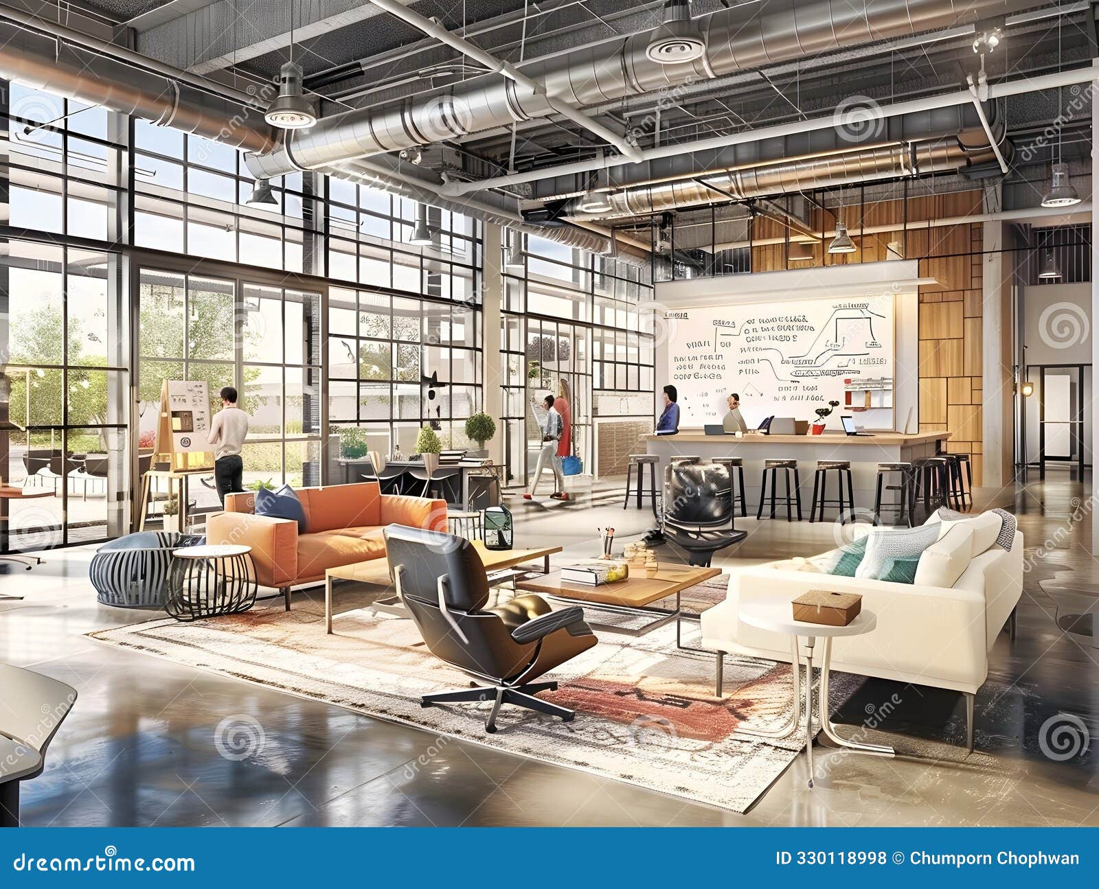 Innovative Tech Startup Team Brainstorming in Modern Industrial Chic ...