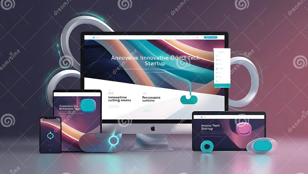 Innovative Tech Startup Website Display on Devices Stock Illustration ...