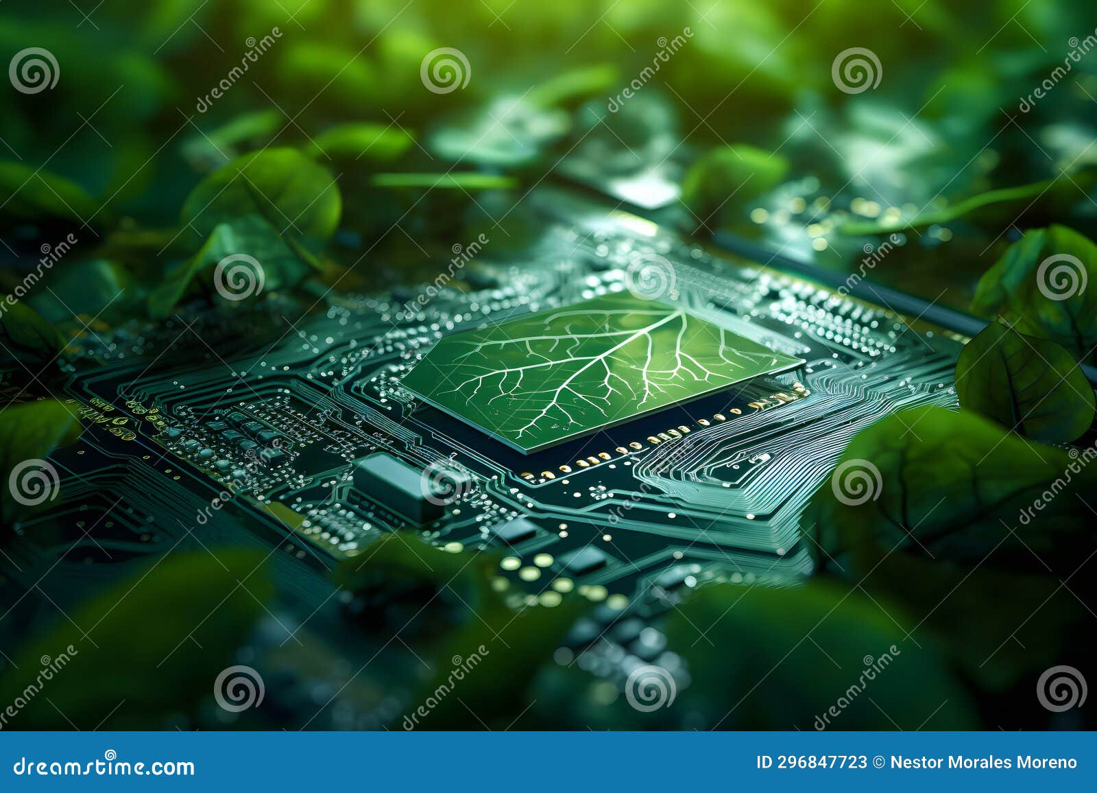 An Innovative Technological Microchip Next To Plants Stock Image ...