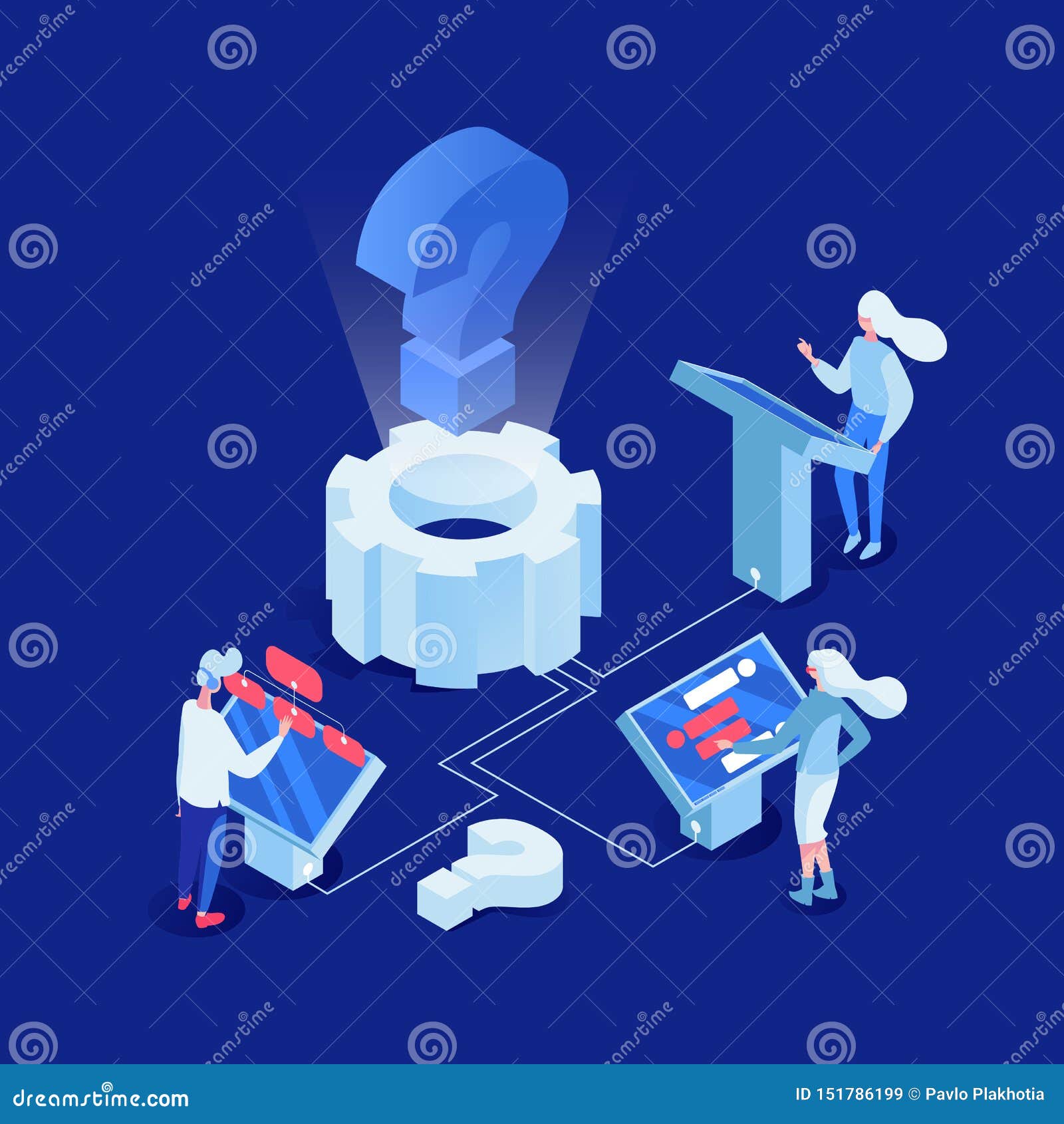 Innovative Technologies Vector Isometric Illustration. People Working ...