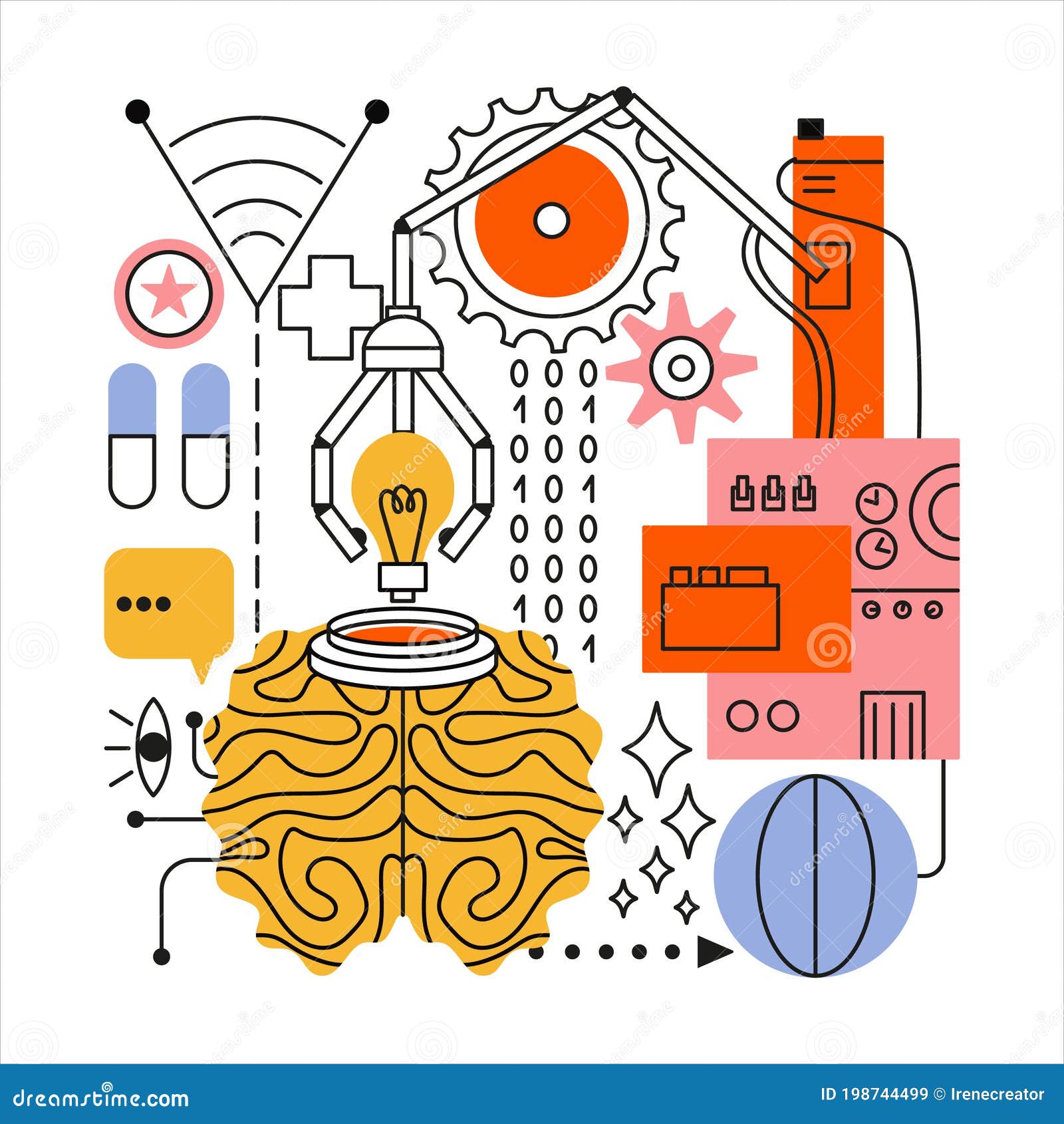 Robot Inserts The Missing Puzzle In Arrow Graph Up Vector Illustration ... Robot Inserts The Missing Puzzle In Arrow Graph Up Vector Illustration ...