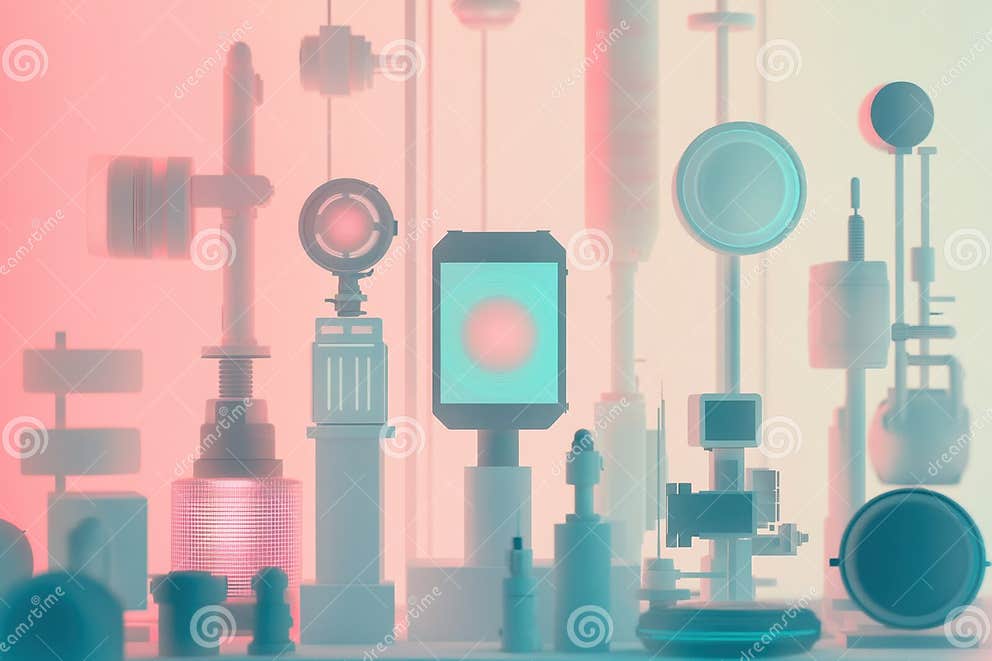 Innovative Technology Displays Arranged Artistically with Vibrant ...