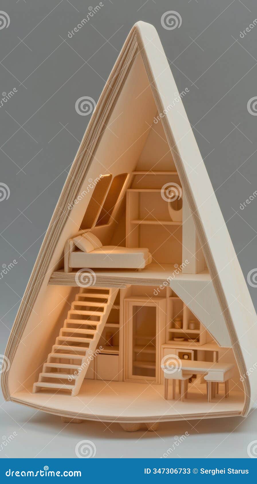 Innovative Triangular Tiny House Model with Cozy Interior Design, AI ...