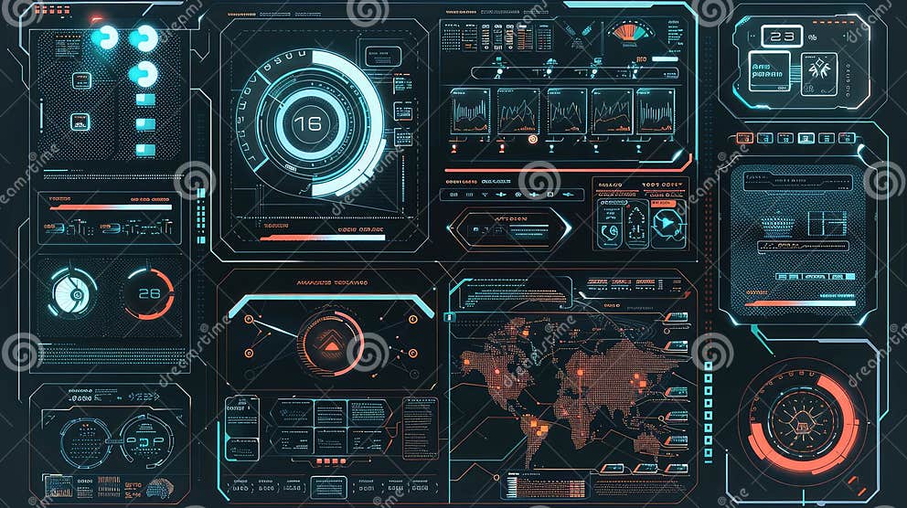 Innovative User Interface: 3D Globe Map and Business Data Graphs on an Interactive Dashboard ...