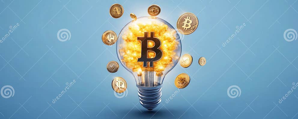 Innovative Visual Data Bitcoin Light Bulb, Symbolizing Progress ...