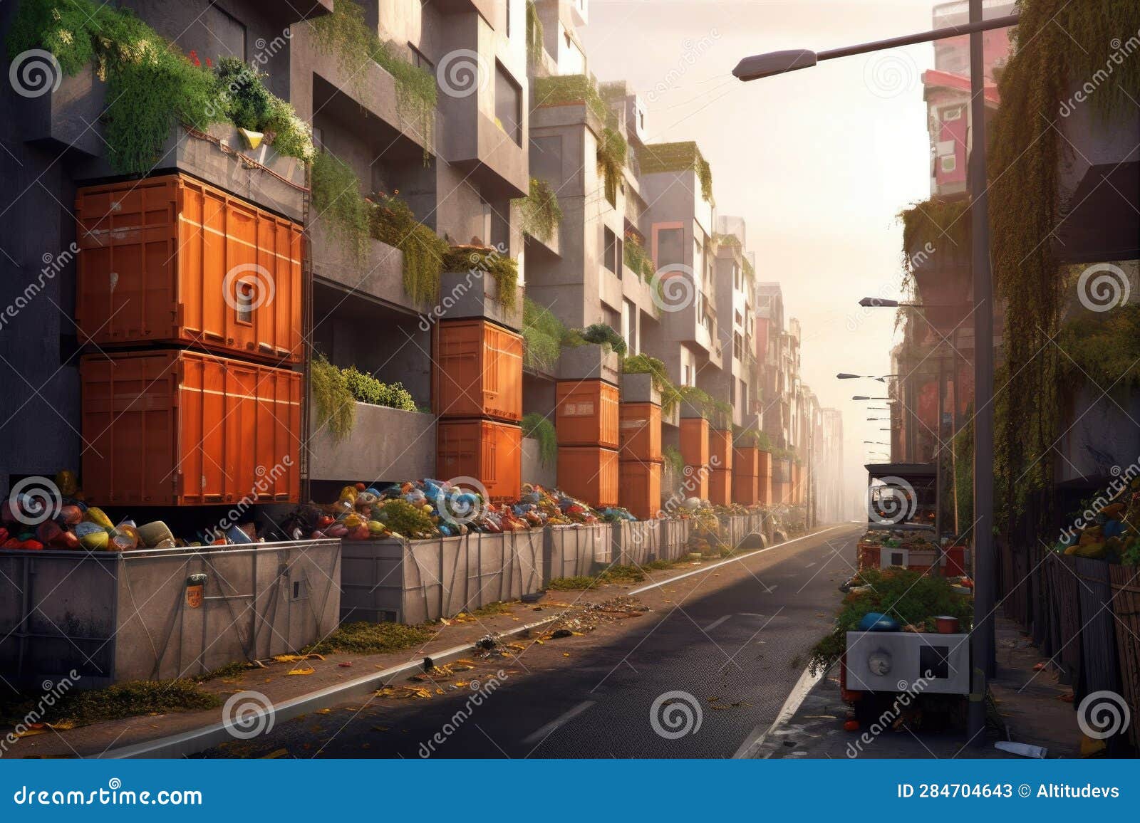 Innovative Waste Management System in Urban Setting Stock Illustration ...