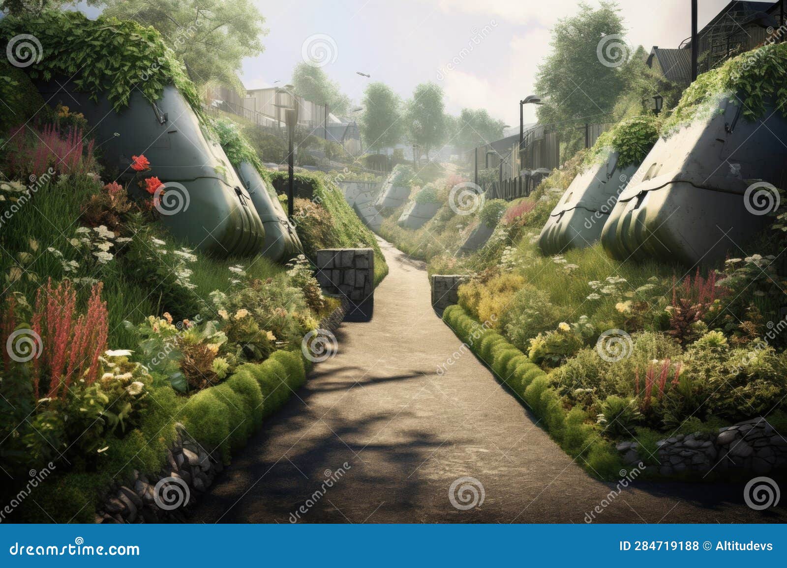 Innovative Waste Management System in Urban Setting Stock Illustration ...