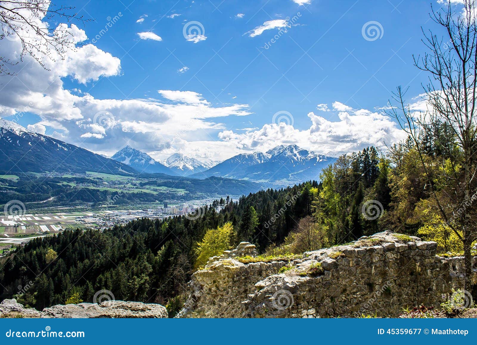 Innsbruck from Thaur stock image. Image of thaur, color - 45359677