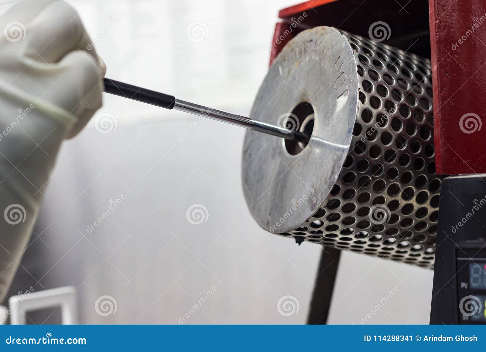 Inoculation Loop Being Treated in a Sterilising Heater for Disinfection ...