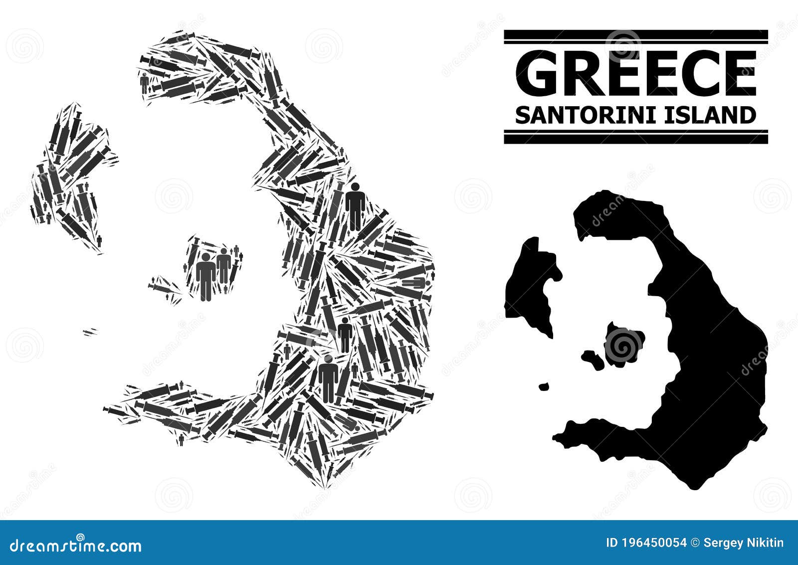 Inoculation Mosaic Map of Santorini Island Stock Vector - Illustration ...