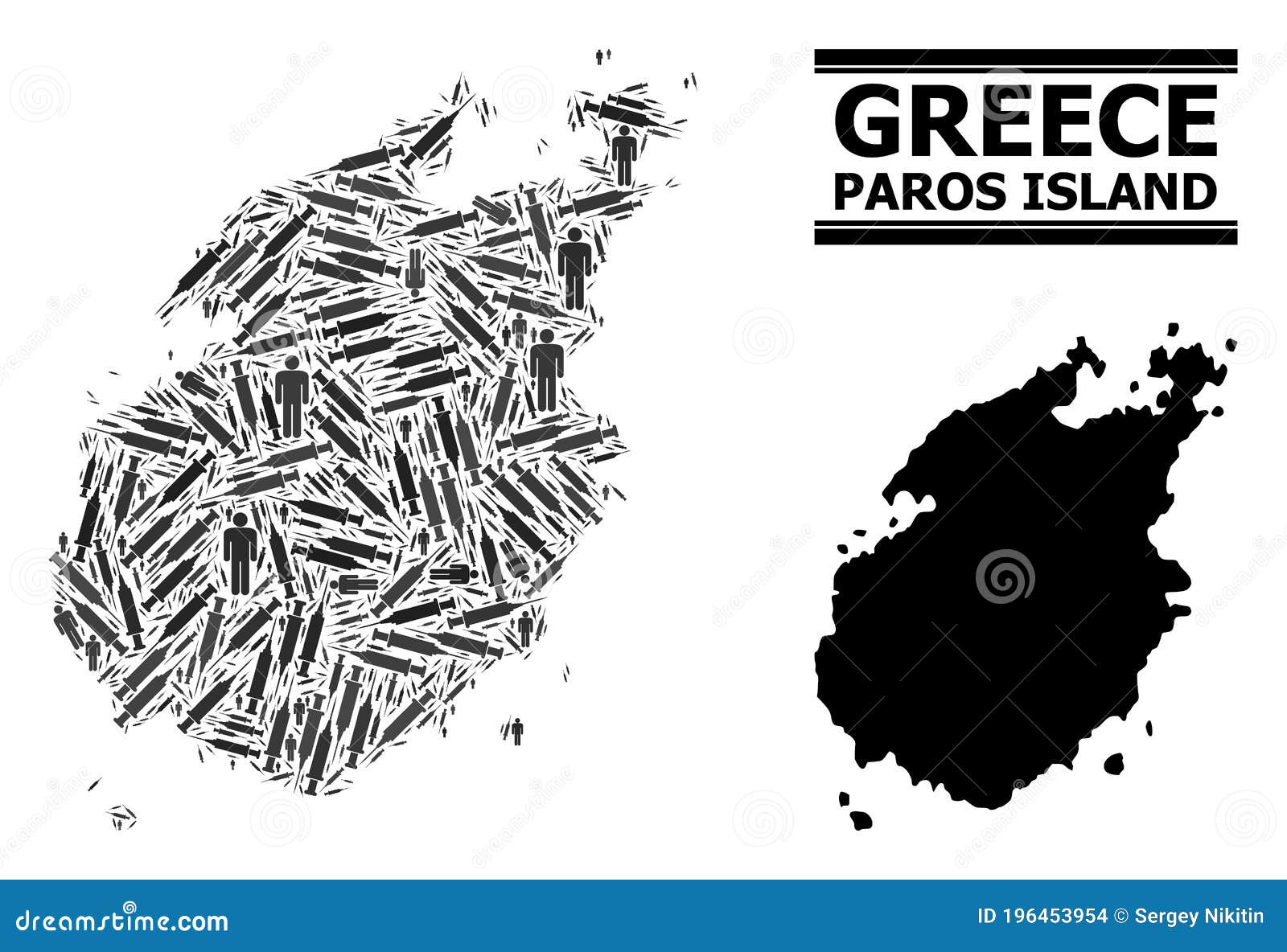 Island Of Paros In Greece White Map Illustration Cartoon Vector ...