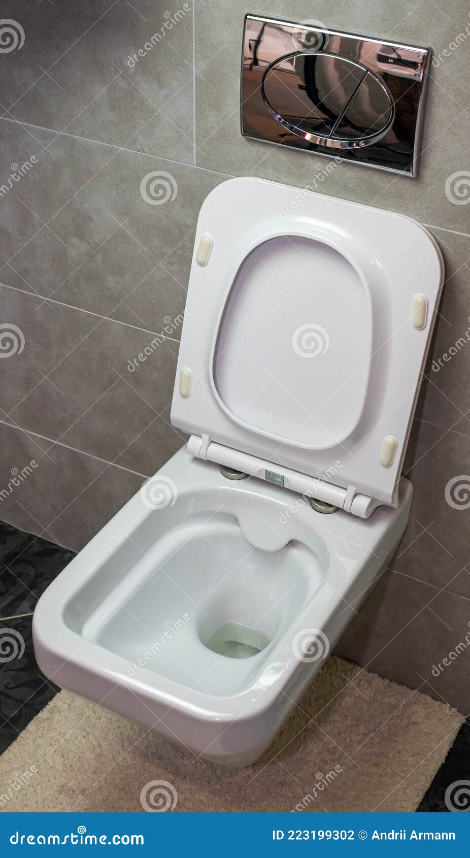 Inodoro Blanco Montado En Pared Con Sistema De Descarga De Edificios ...