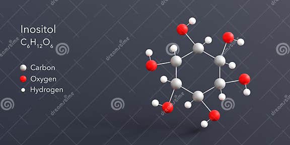 Inositol Molecule 3d Rendering, Flat Molecular Structure with Chemical ...
