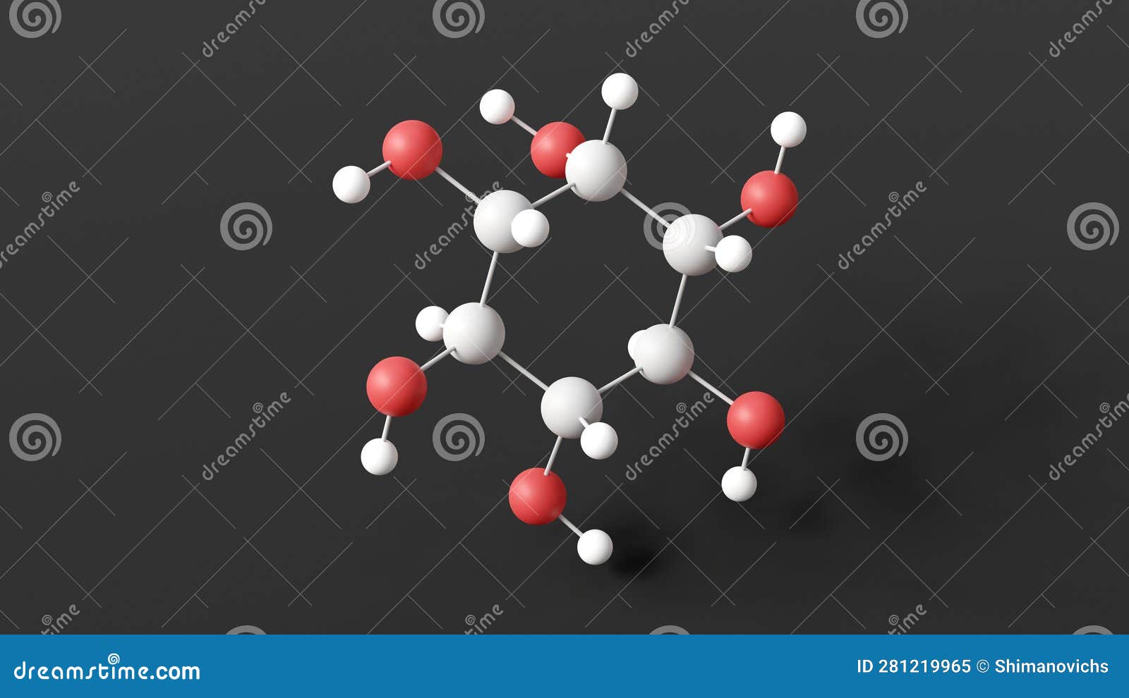 Inositol Molecule, Molecular Structure, Carbocyclic Sugar, Ball and ...