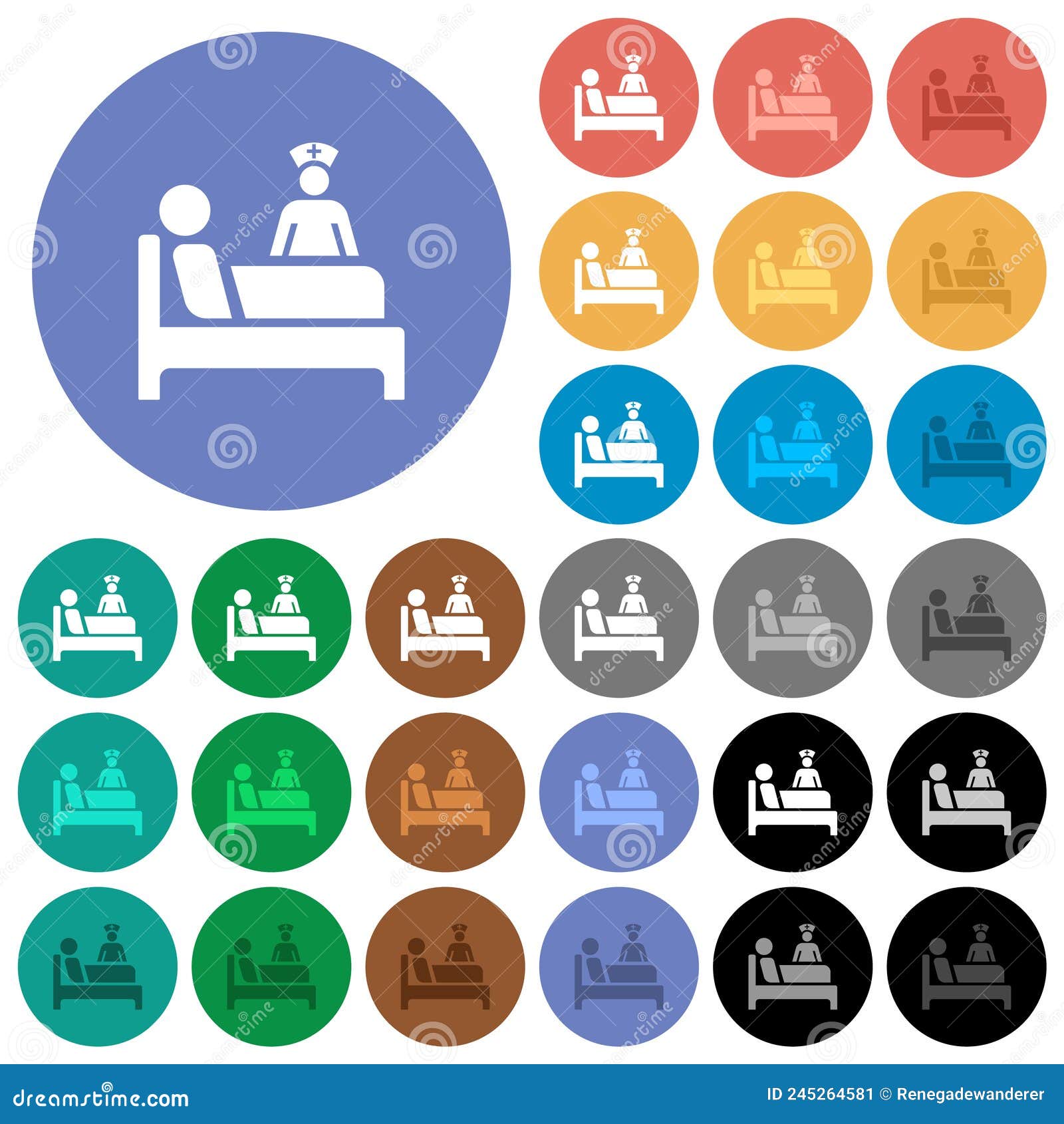 Inpatient Care Round Flat Multi Colored Icons Stock Vector ...