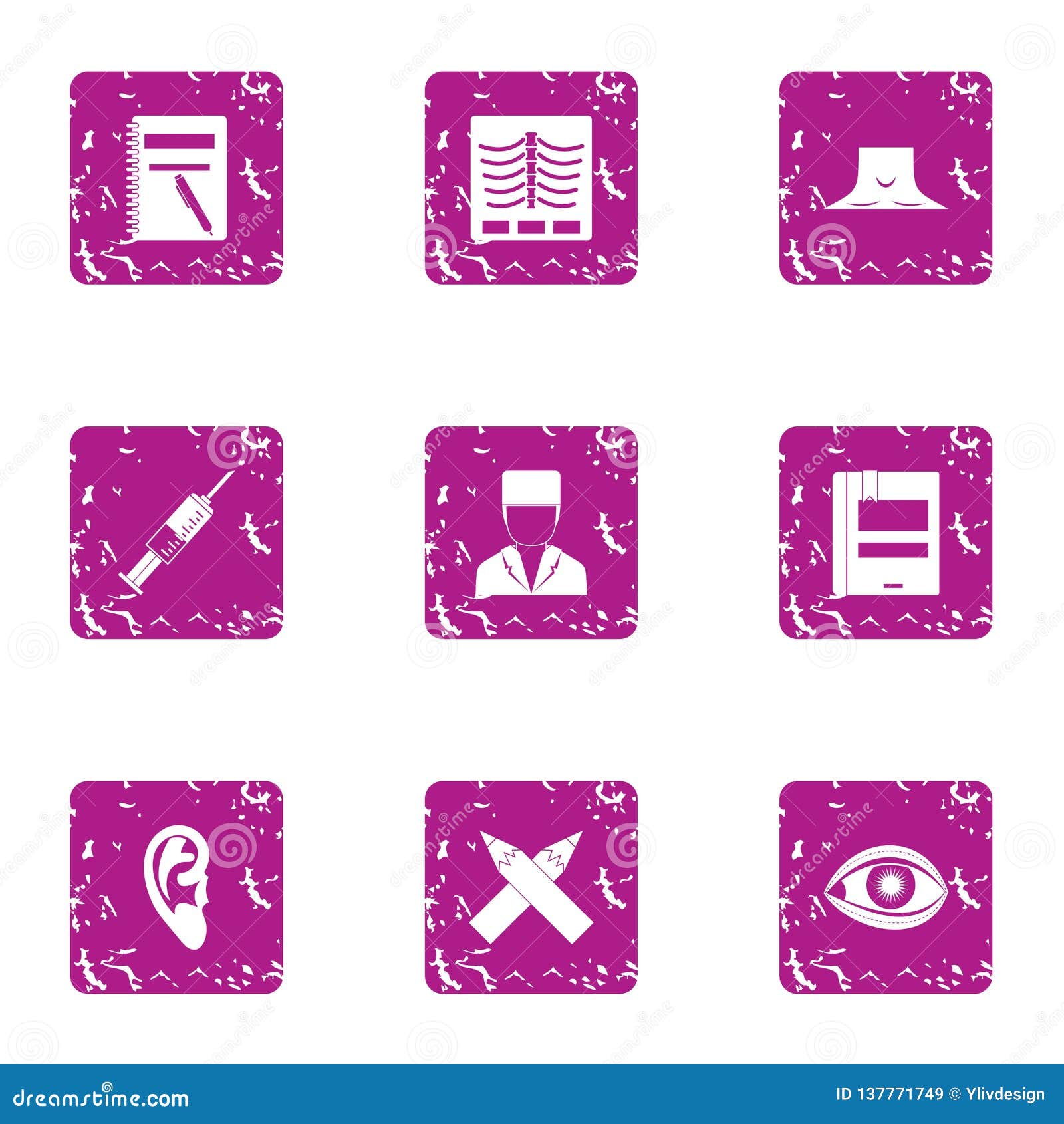Inpatient Icons Set, Grunge Style Stock Vector - Illustration of ...