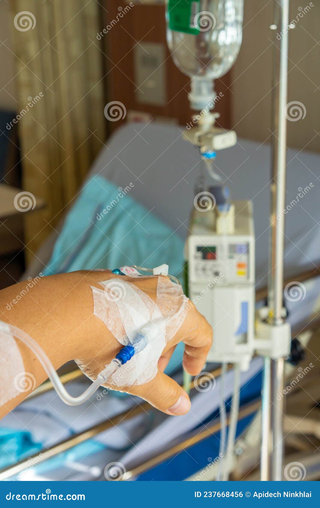 Inpatient with an Intravenous Line Stock Photo - Image of medical ...