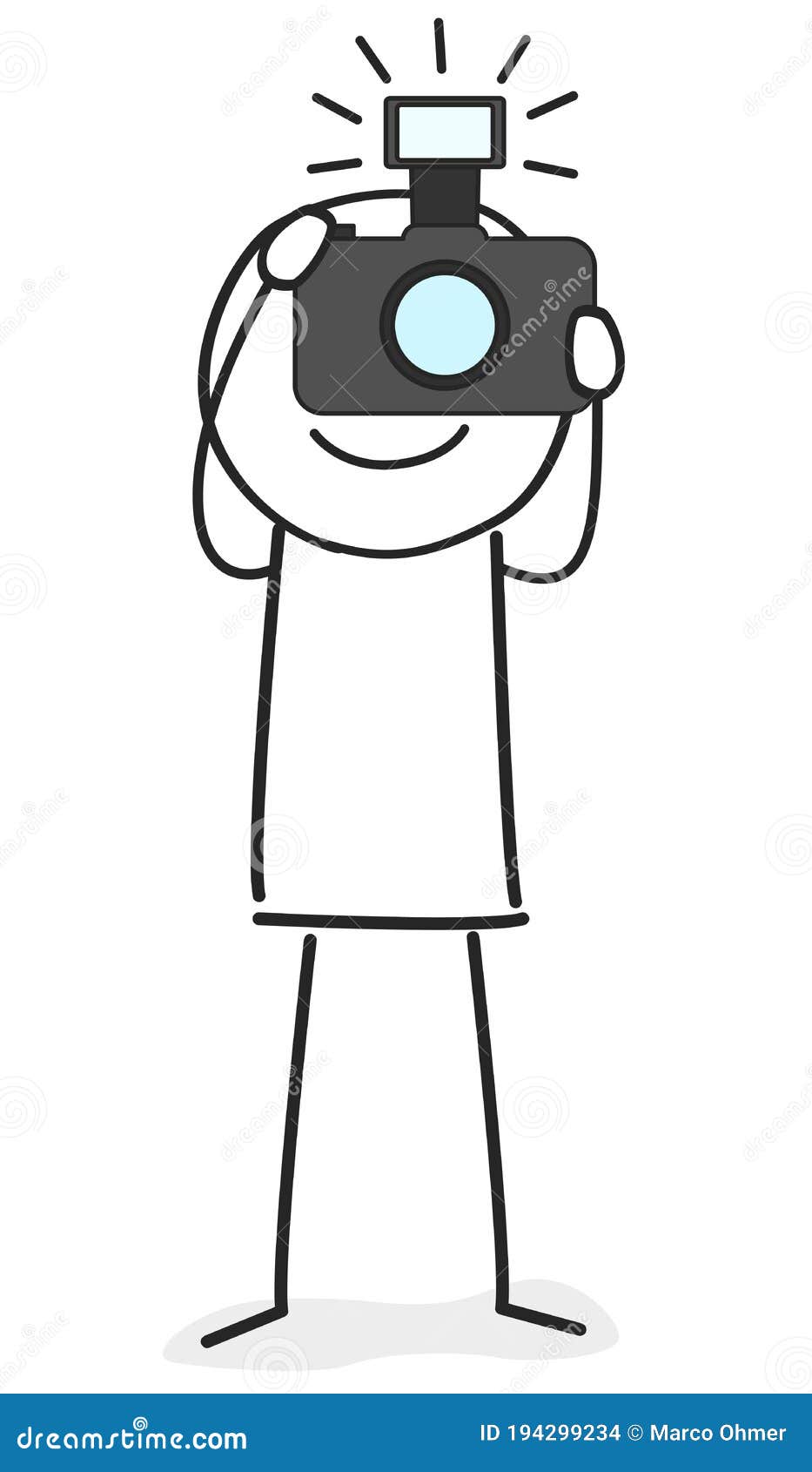 Stick Figure With A Professional Camera Vector Illustration ...